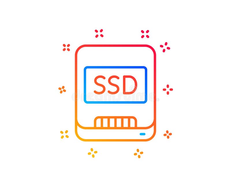 Ssd Line Icon Computer Memory Component Sign Data Storage Vector