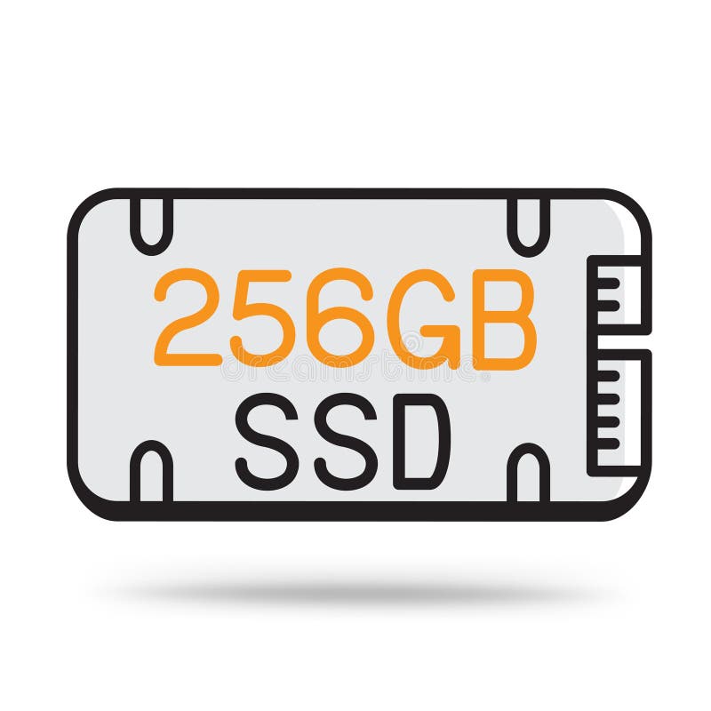 Ssd 256 Memory-Umrisssymbol Vektor Abbildung - Illustration von daten ...