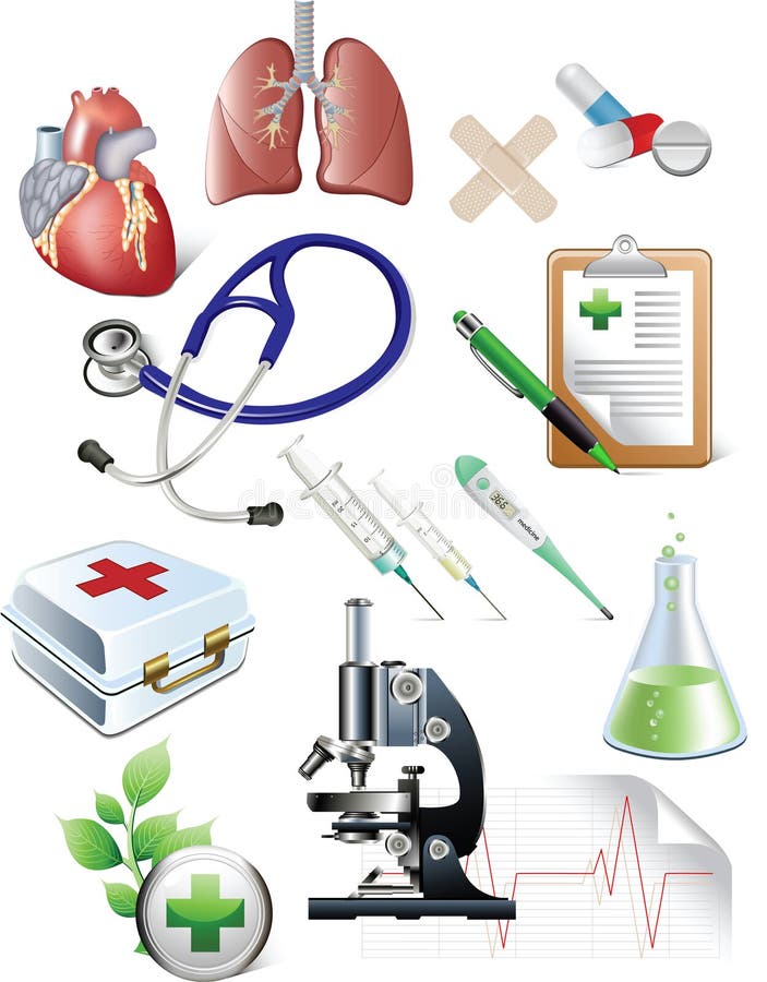 Sset of medicine objects. stock vector. Illustration of microscope ...