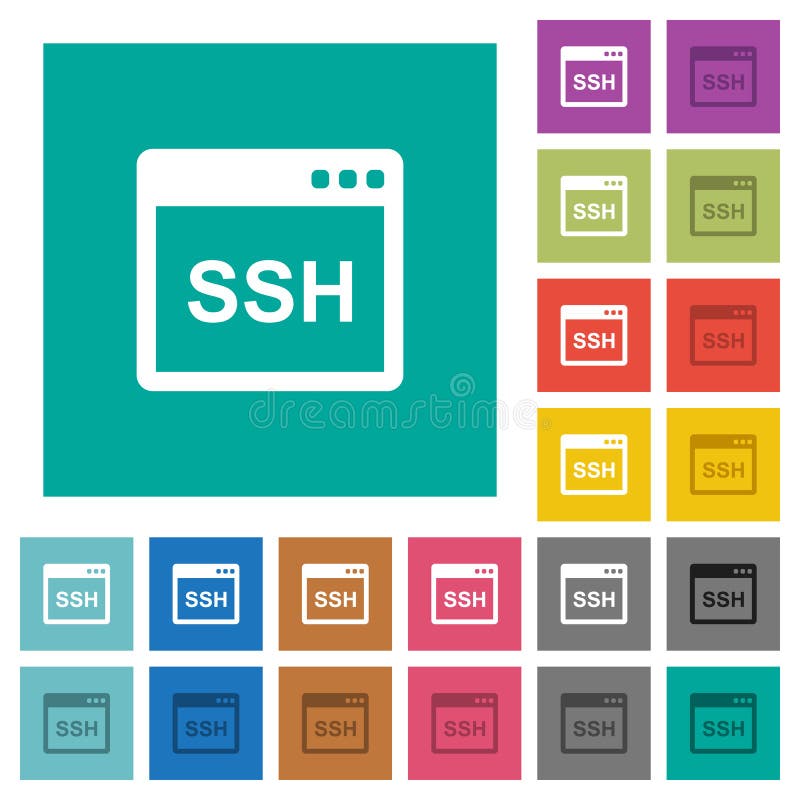 Ssh Client Application Square Flat Multi Colored Icons Stock Vector 4448