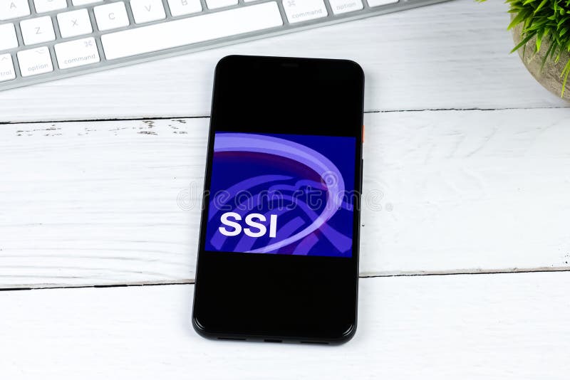 SSI Mobile Wage Reporting App Logo on a Smartphone Screen Editorial ...