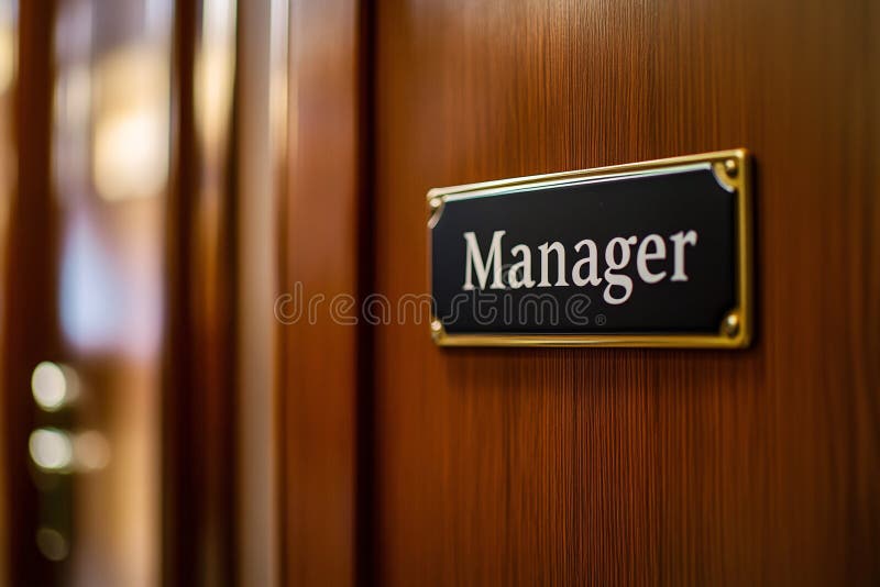 Ssign at Door with Text Manager in Office Stock Illustration ...