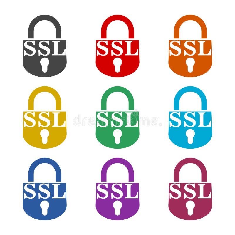 SSL Lock Pad Icon Color Set Stock Vector - Illustration of business ...