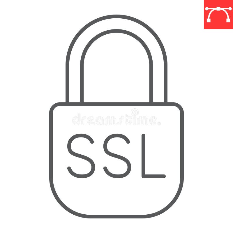 SSL Padlock Line Icon, Security and Protection, SSL Encryption Vector ...
