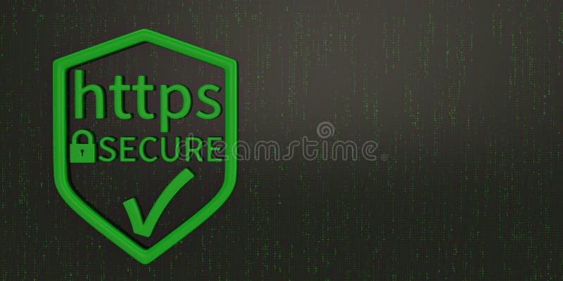 SSL Shield Secure Design on Digital Screen Background. 3D Illustration ...
