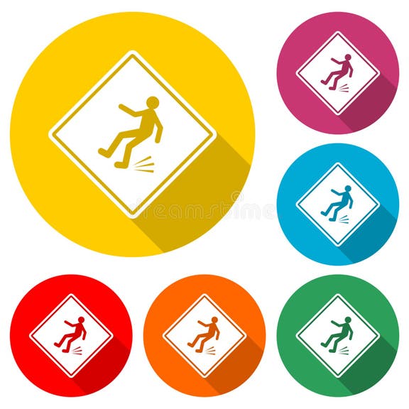 Sslip-and-fall Slip Fall Slippery Icon with Long Shadow Stock Vector ...