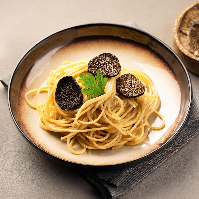 Sspaghetti with Slice Black Truffle, AI Generated Stock Illustration - Illustration of healthy ...