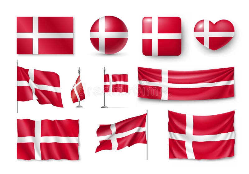 Symboler För Flaggor För Nordiska Länder På Vit Bakgrund Vektor ...