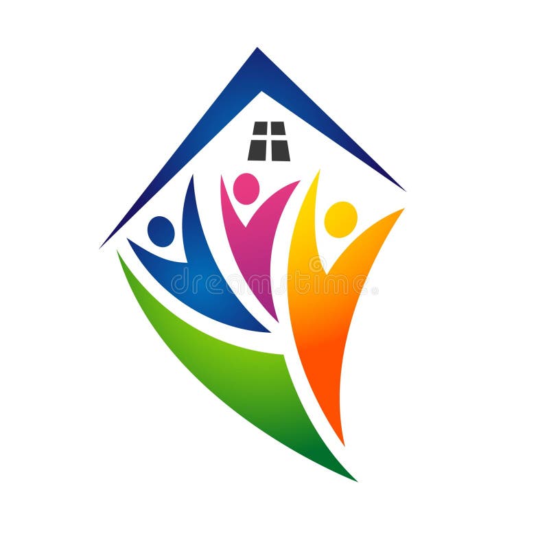 Heart-shaped Home Logo Representing a Happy Family Union. Stock Vector ...