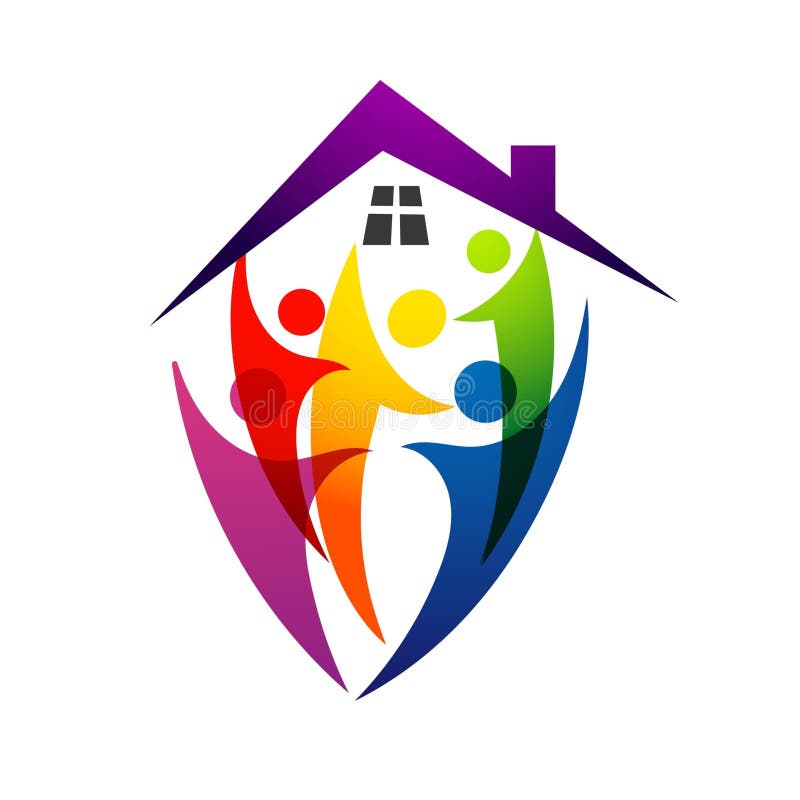 Home Logo Representing a Happy Family Union. Stock Illustration ...
