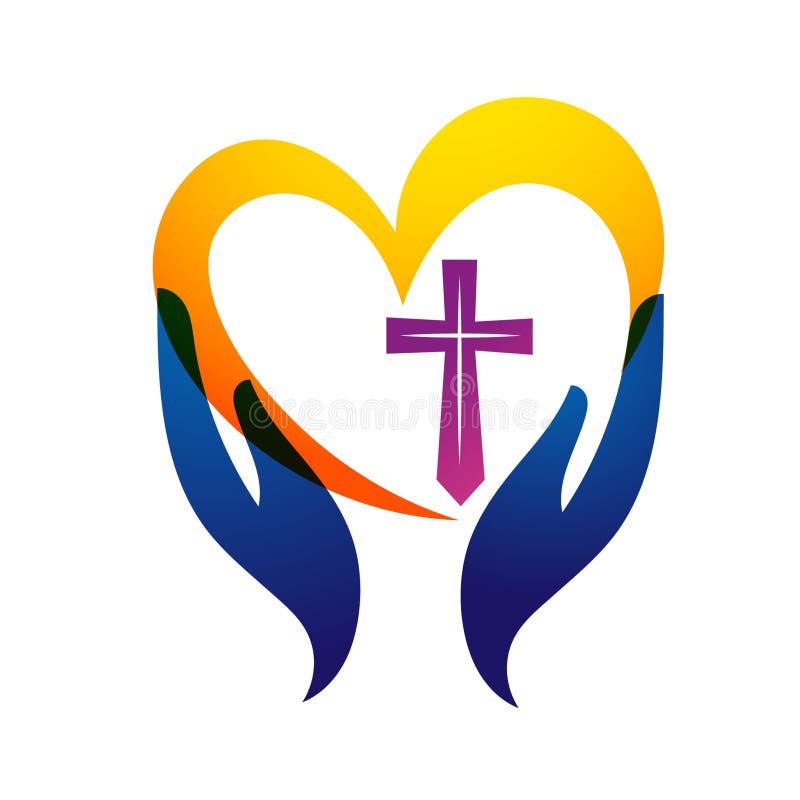 Family Church Love Heart Shaped Logo on White Background. Stock Vector ...