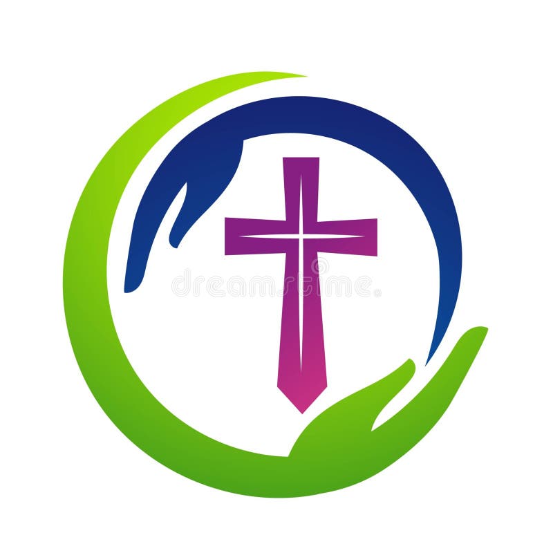 Church Care People with House Logo Icon Cross on White Background ...