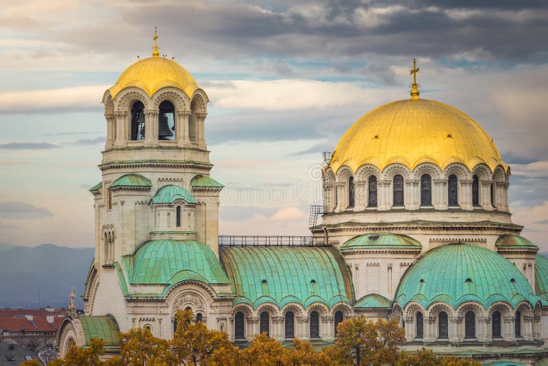 St Alexander Nevski Cathedral in Sofia at Dramatic Sky, Bulgaria ...