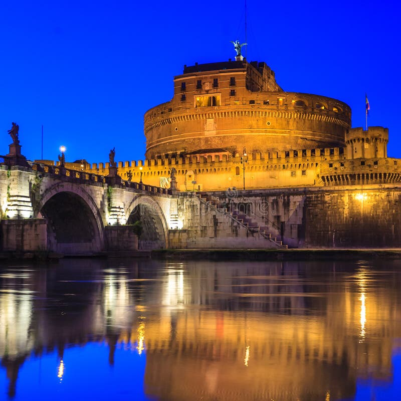 St.Angelo Bridge and Castle Sant Angelo Stock Photo - Image of italy ...