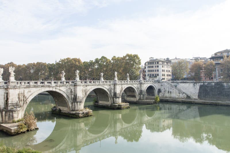 St. Angelo Bridge - Roma, Italy Stock Image - Image of architecture ...