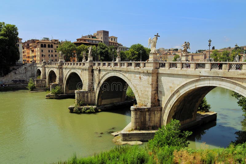 St Angelo Bridge in Rome stock image. Image of saint - 185774805