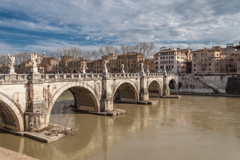 St Angelo bridge in rome editorial stock photo. Image of landmark ...