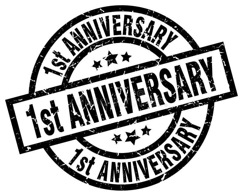 1st Anniversary Round Grunge Stamp Stock Vector - Illustration of label ...