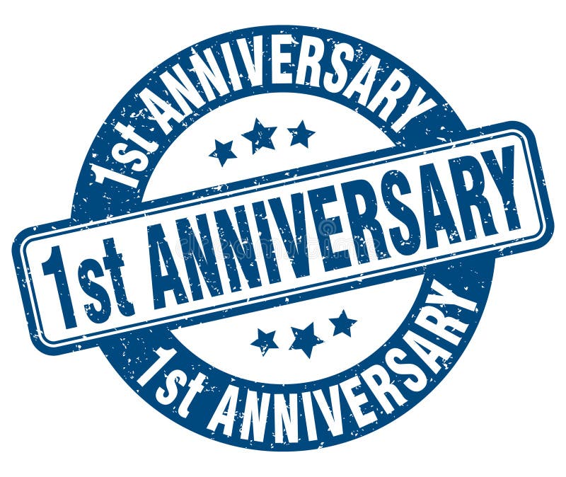 1st Anniversary Stamp. 1st Anniversary Label. Round Grunge Sign Stock ...
