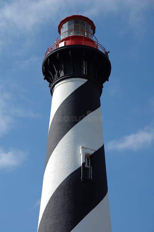 St Augustine Striped Lighthouse Tower Stock Photo - Image of nautical ...