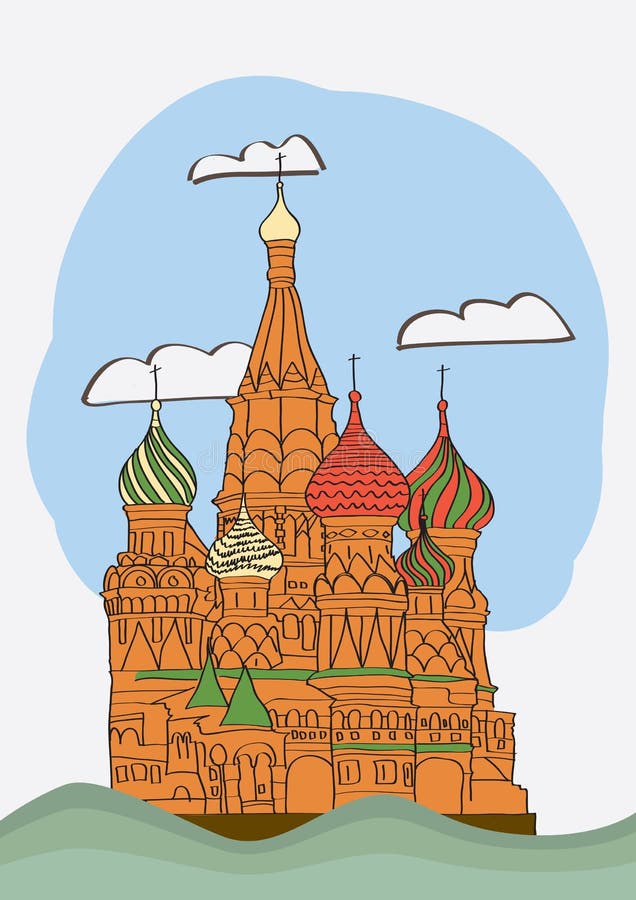 Drawing of St. Basil Cathedral (Moscow) Stock Illustration ...