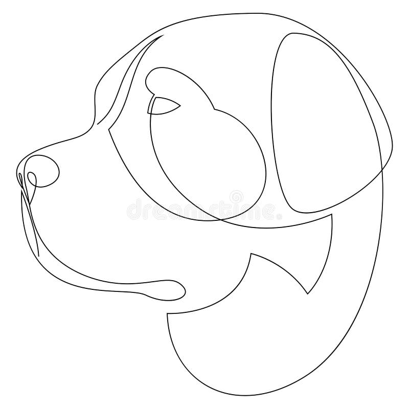 St. Bernard Dog Illustration in One Line Style. Vector Stock Vector ...