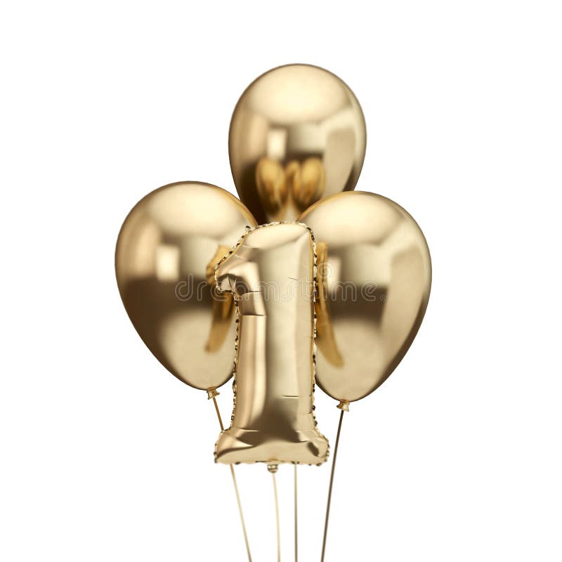 1st Birthday Gold Foil Bunch of Balloons. Happy Birthday Stock ...