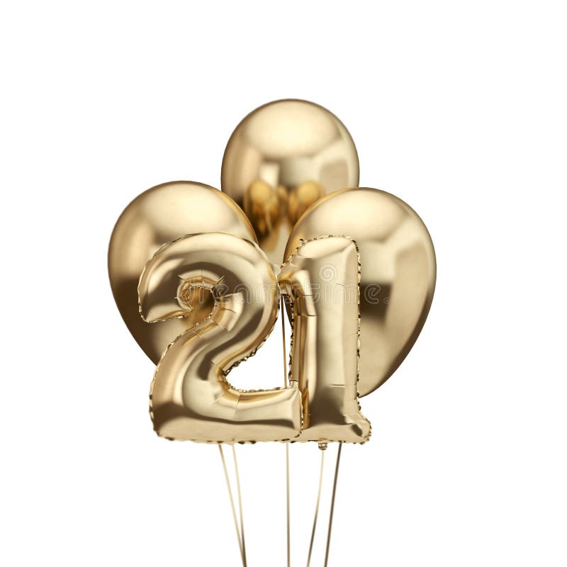 21st Birthday Gold Foil Bunch of Balloons. Happy Birthday Stock ...