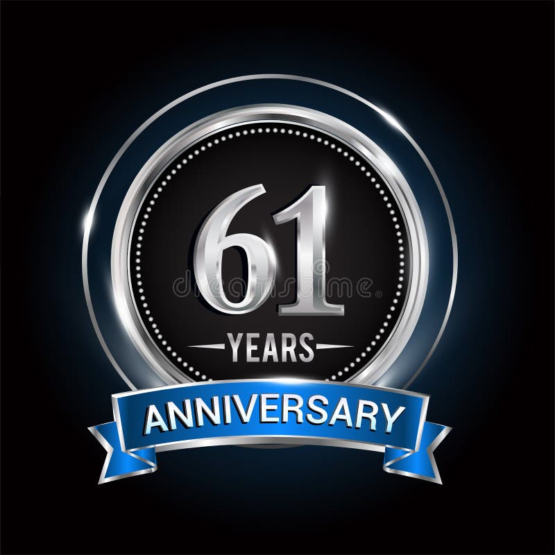 61st Silver Anniversary Logo Stock Vector - Illustration of holiday ...