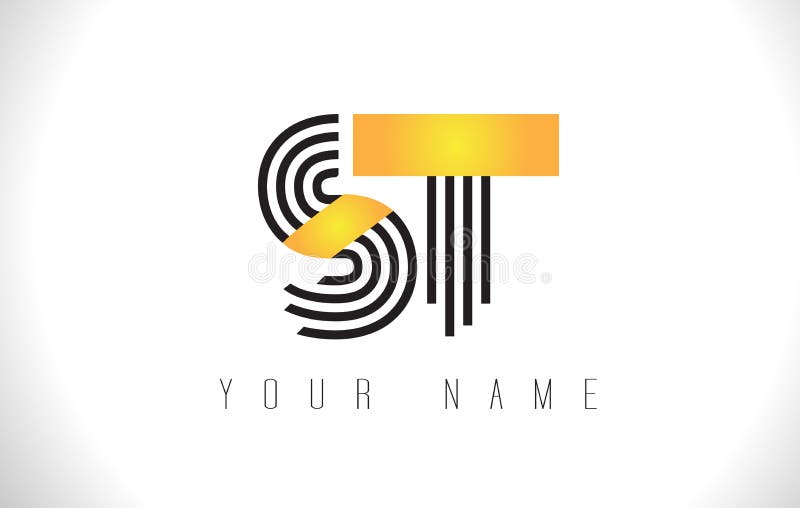 ST Black Lines Letter Logo. Creative Line Letters Vector Templat Stock ...