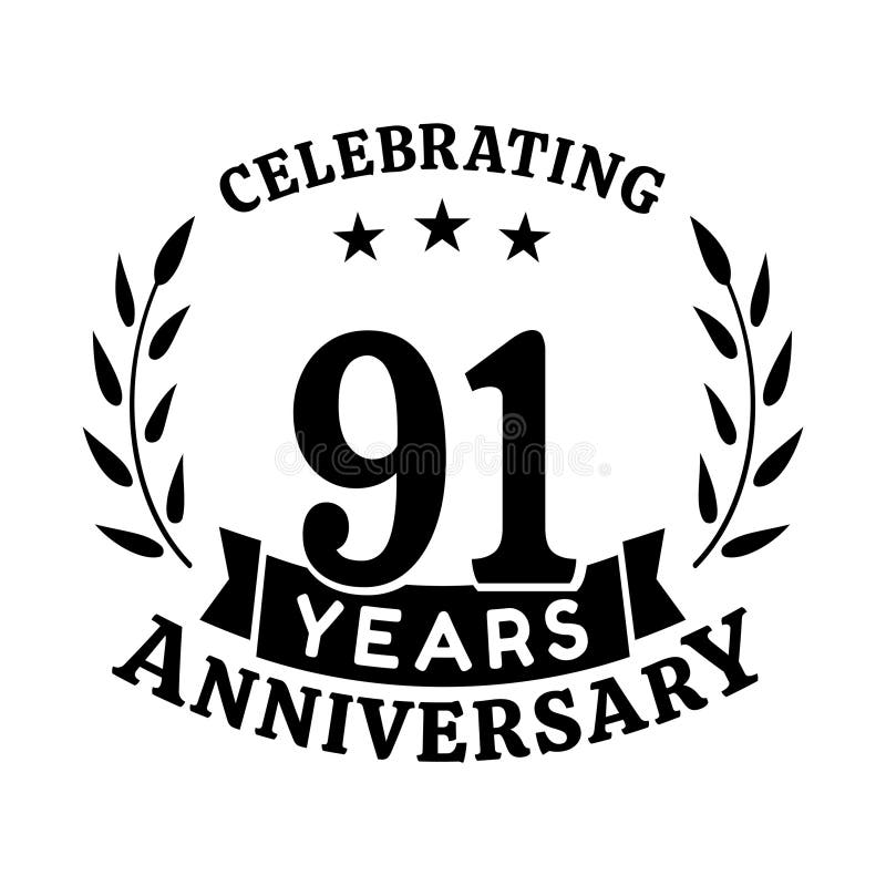 91 Years Anniversary Celebration Logotype. 91st Anniversary Logo ...