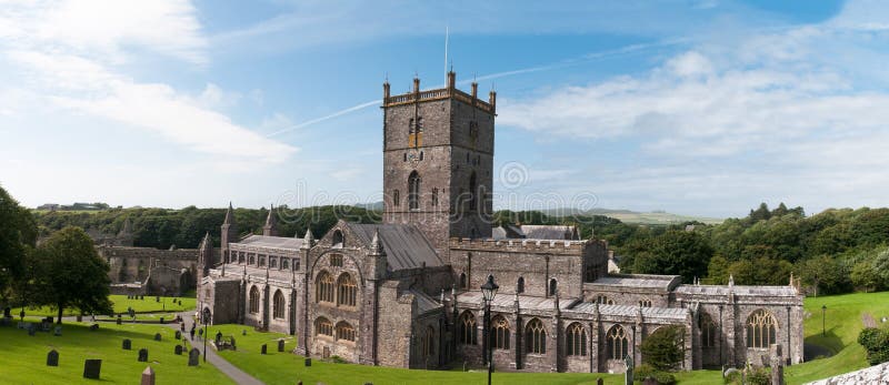 St Davids Cathedral in Wales Stock Image - Image of hills, religion ...