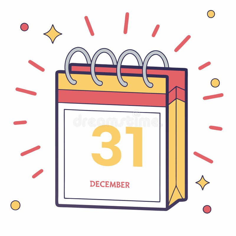 31st December Calendar - Year-End Planner and Countdown Reminder Stock ...