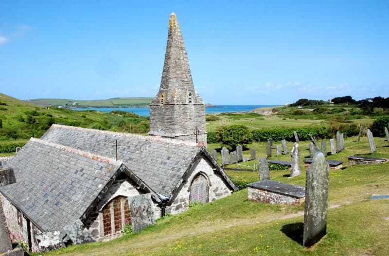 St Enodoc Church Trebetherick Cornwall Stock Photo - Image of dramatic ...