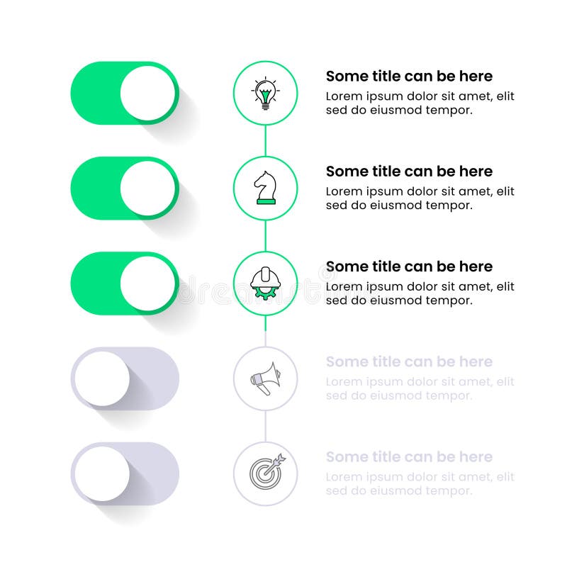 St2_Five_ButtonInfographic Template. 5 Buttons with Line and Icons ...