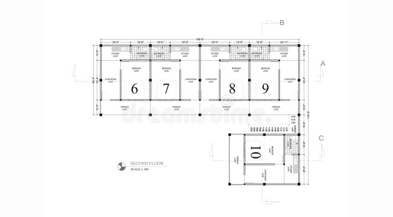 1 ST Floor Plan Boarding House Stock Illustration - Illustration of ...