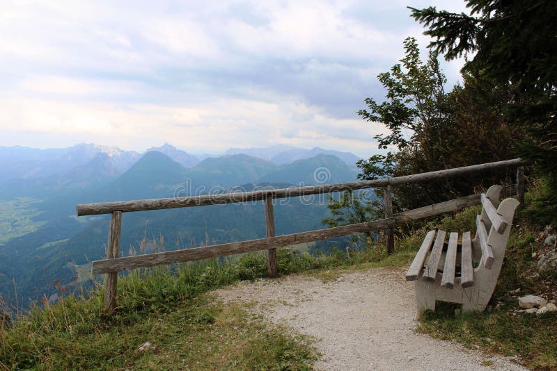 Austria: Bench on the Edge of the Cliff Stock Image - Image of ...