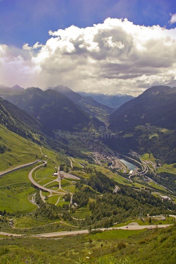 St Gotthard Pass Towards from Switzerland To Italy Stock Image - Image ...
