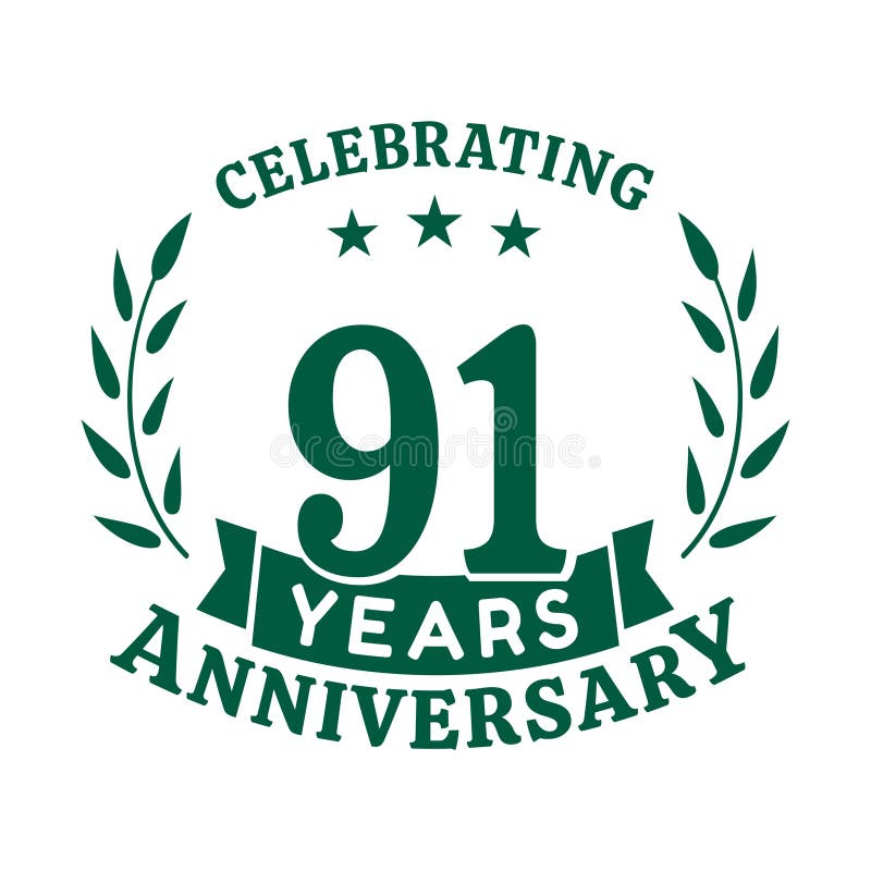 91 Years Anniversary Celebration Logotype. 91st Anniversary Logo ...