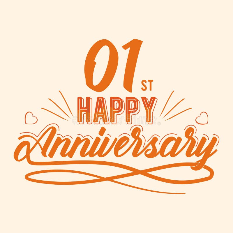 1st Happy Anniversary Celebration Vector Design, One Year Anniversary ...