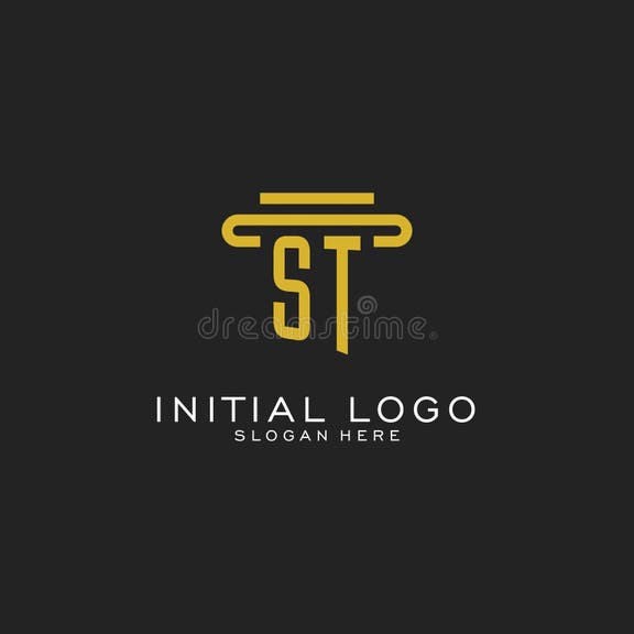 ST Initial Logo with Simple Pillar Style Design Stock Illustration ...