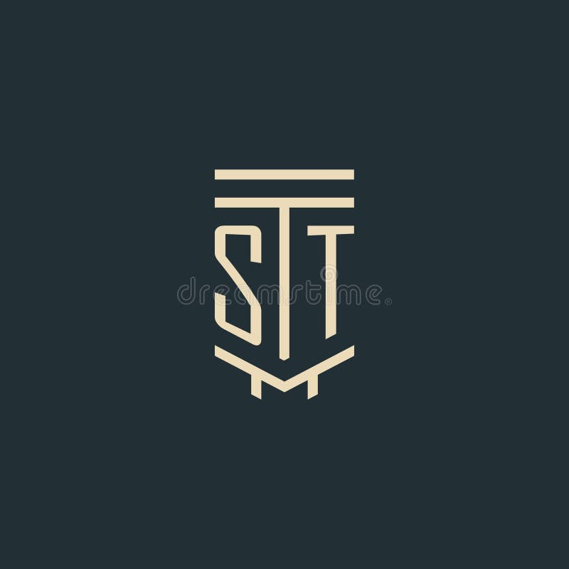 ST Initial Monogram with Simple Line Art Pillar Logo Designs Stock ...