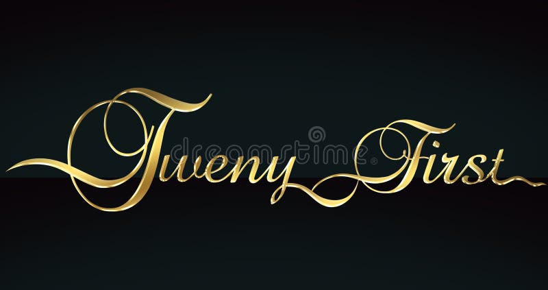 21st in Isolated Golden Letters Stock Illustration - Illustration of ...