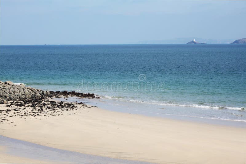 St Ives and Godrevy Lighthouse Stock Image - Image of ives, sand: 23444461