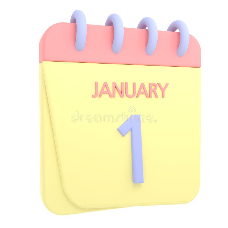 1st January 3D Calendar Icon Stock Illustration - Illustration of ...