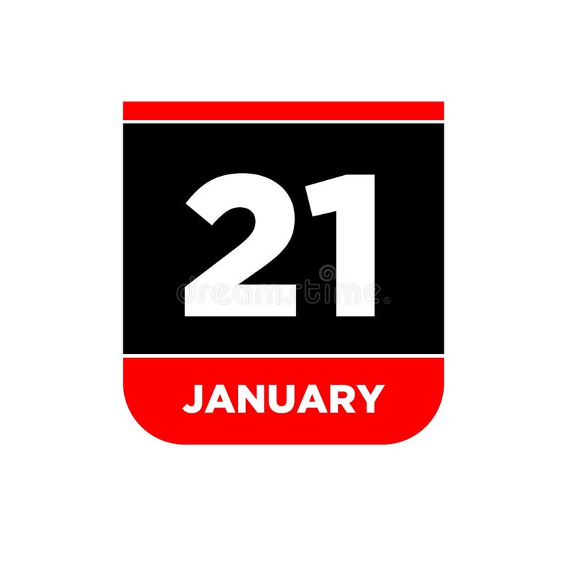 21st January Vector Calendar Page. 21 Jan Icon Stock Vector ...