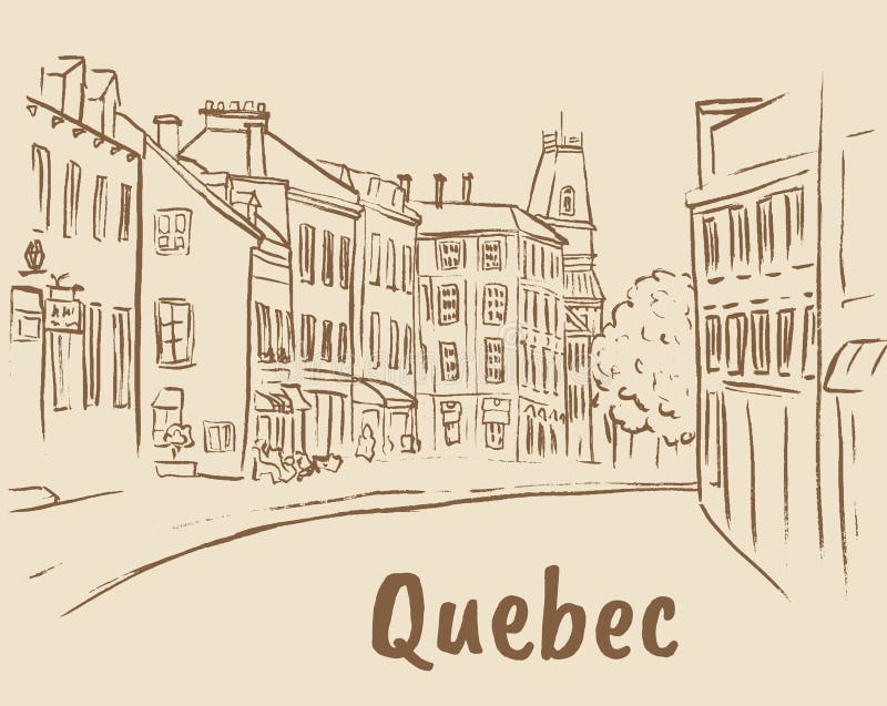 St Jean Street in Quebec stock vector. Illustration of shopping - 92079308