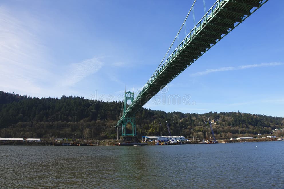 The St. John bridge. stock photo. Image of sunlight, portland - 13254110