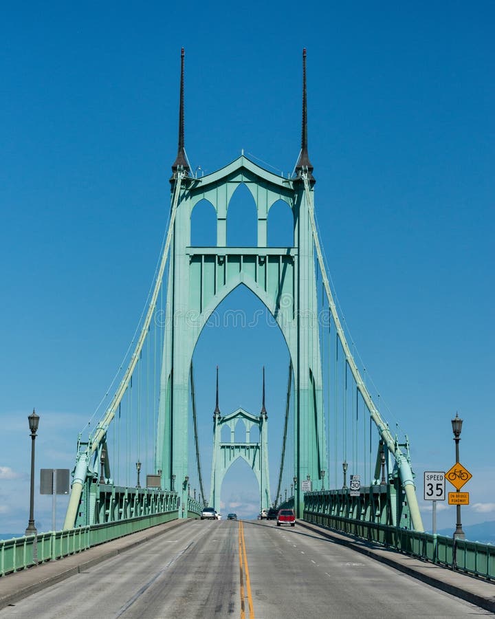 St. John S Bridge in Portland Oregon, USA. Stock Image - Image of cross ...