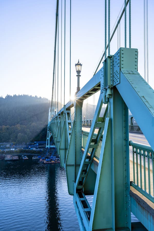 St Johns Bridge Over the Willamette River in the Sun Stock Image ...